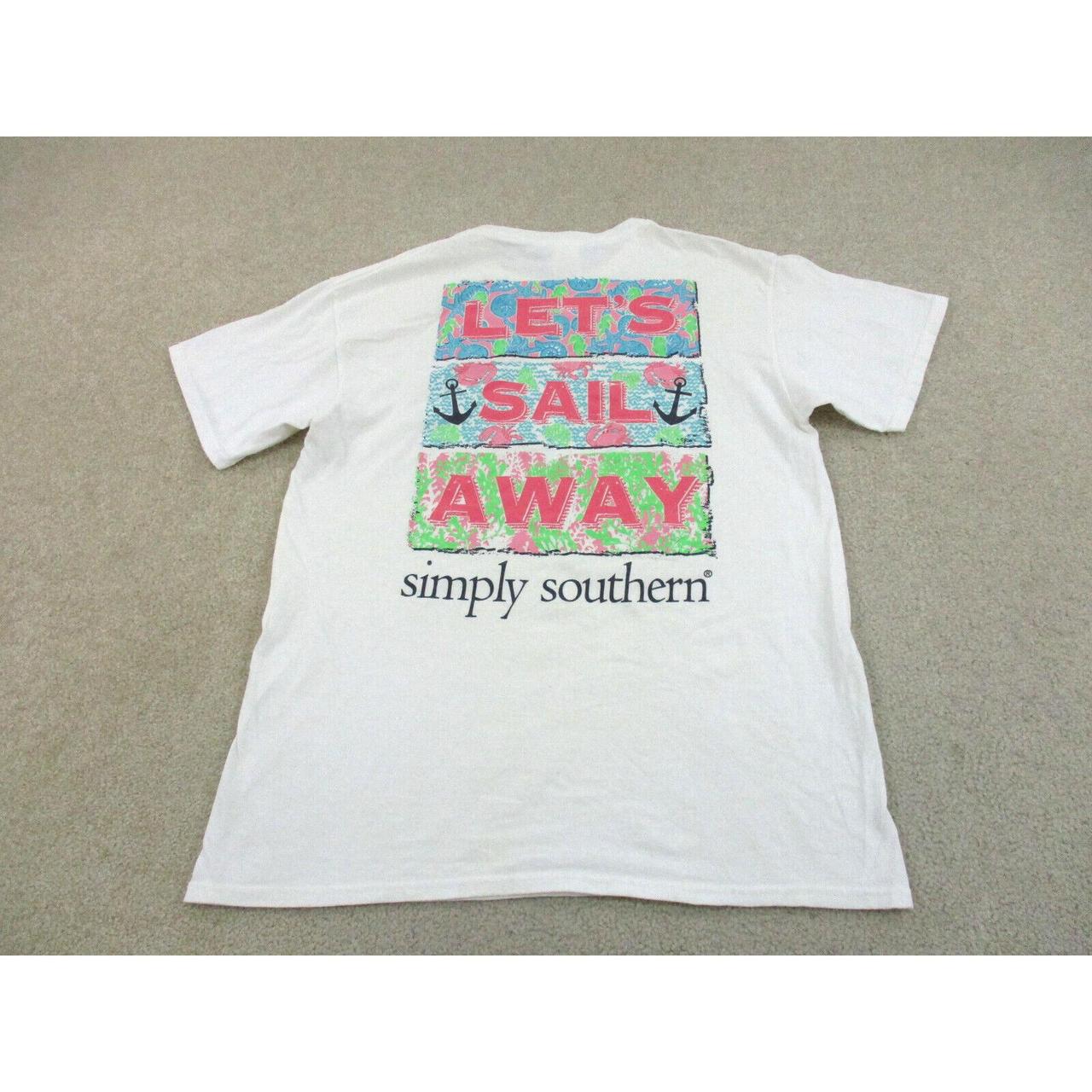 Simply Southern Shirt Womens Medium White Pink Lets... - Depop