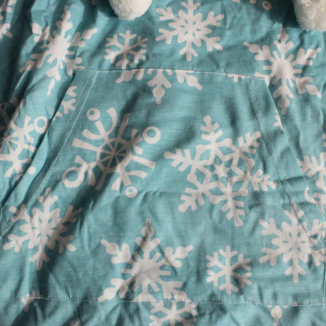 Light Blue Snowflake Hooded Shirt, very lightweight... - Depop