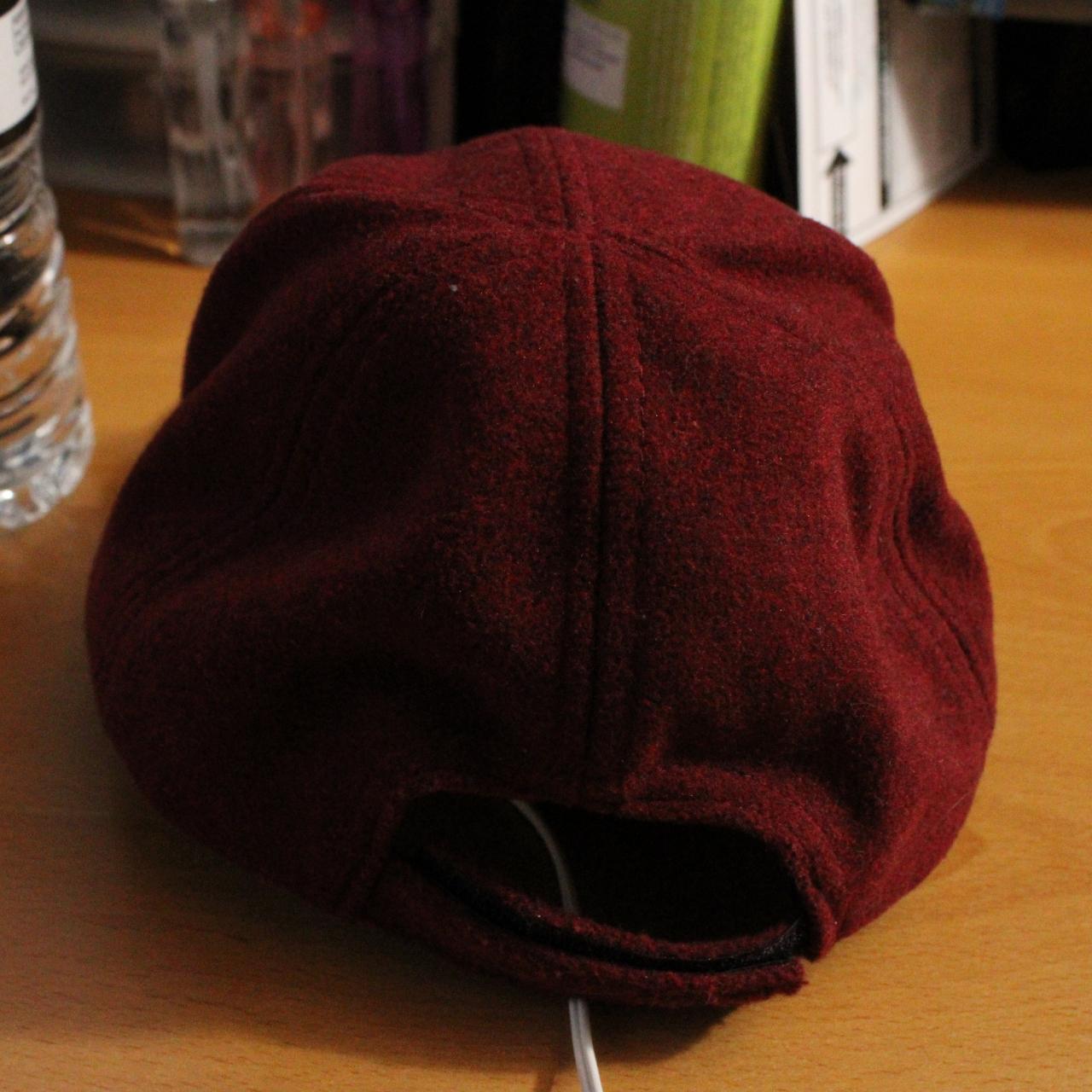 maroon and black baseball cap with adjustable velcro... - Depop