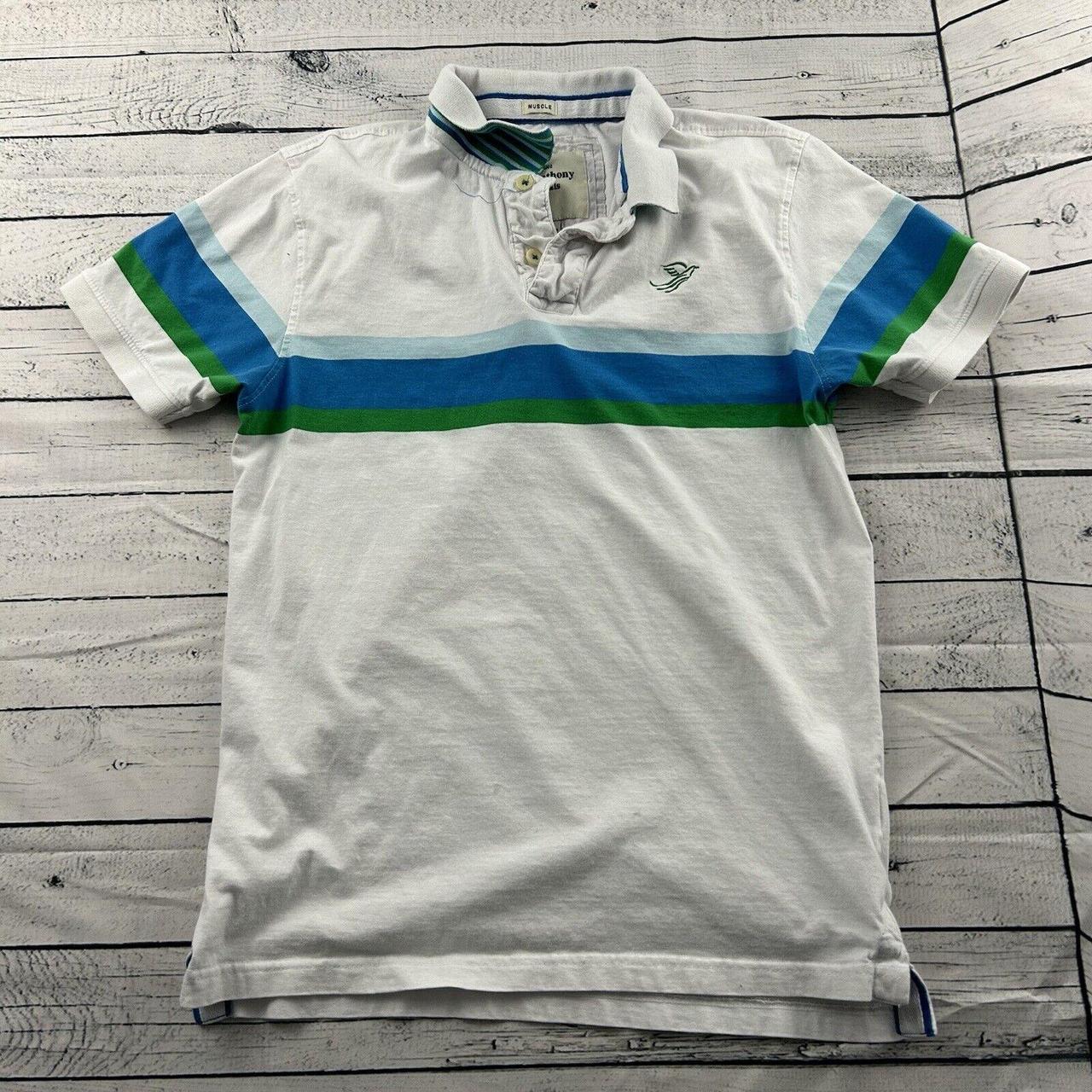 Rig Anthony Casuals Short Sleeve Muscle Striped Polo... - Depop
