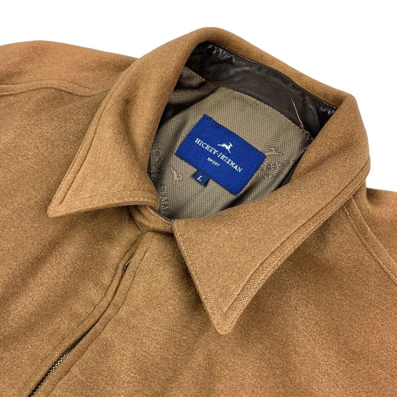 Hickey Freeman Men's Wool/Silk Bomber Jacket Brown... - Depop