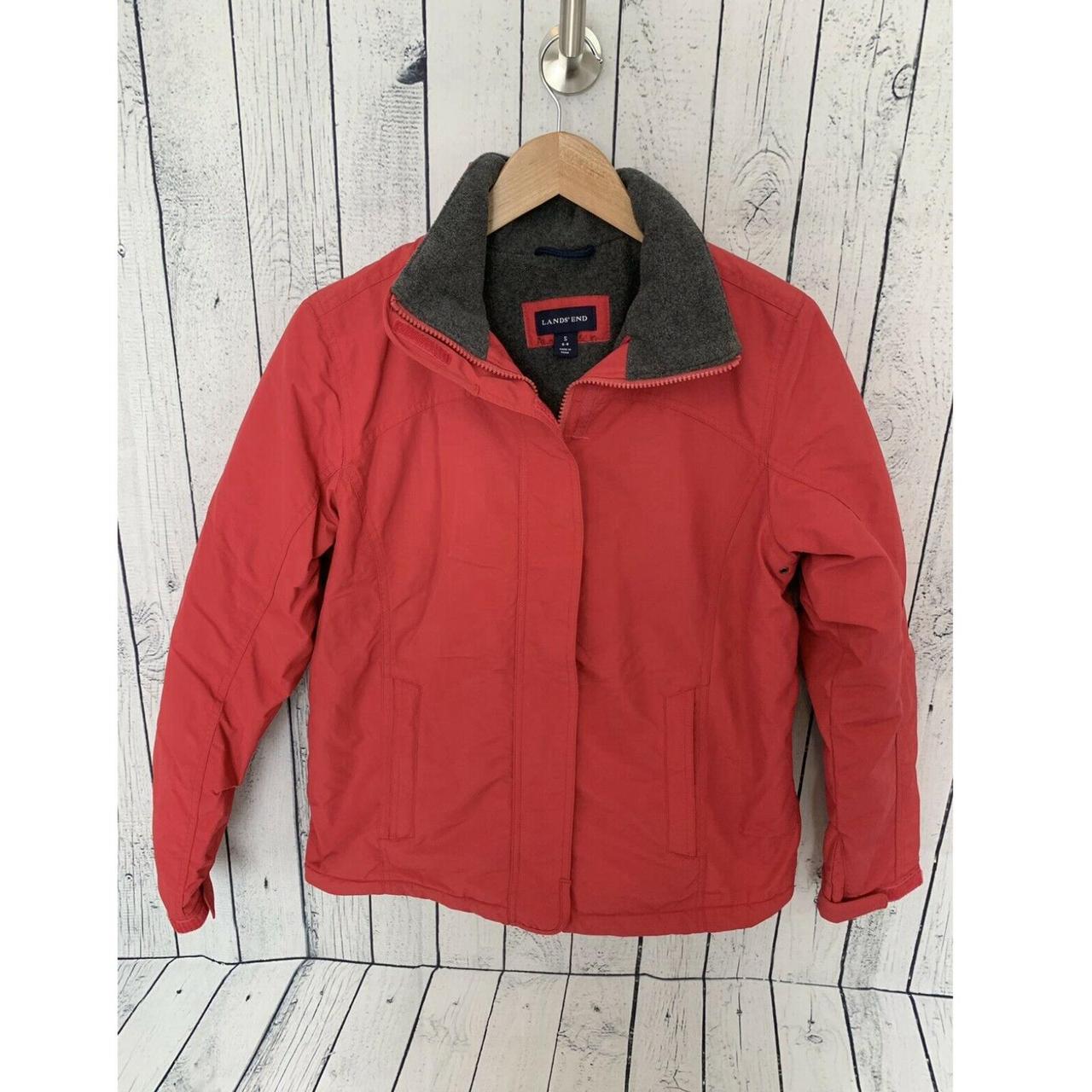 LANDS END Women's Fleece Lined Ski Jacket Pink Size... - Depop