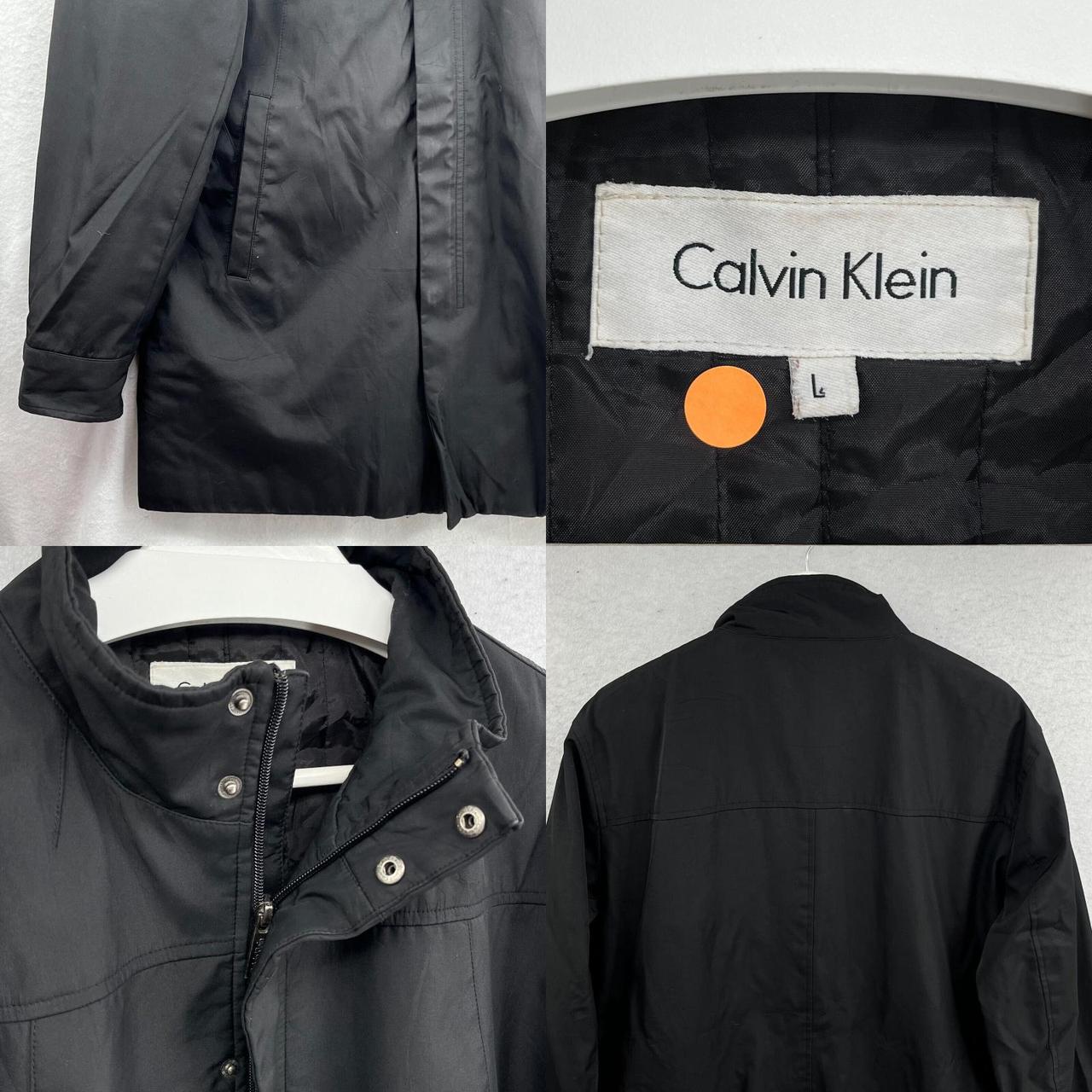 Calvin Klein Mens Black Zip up Snap Trench Coat Size... - Depop