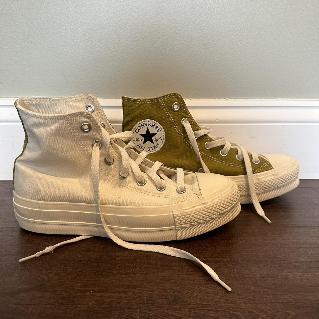 Custom converse High top Platform Outside is white... - Depop