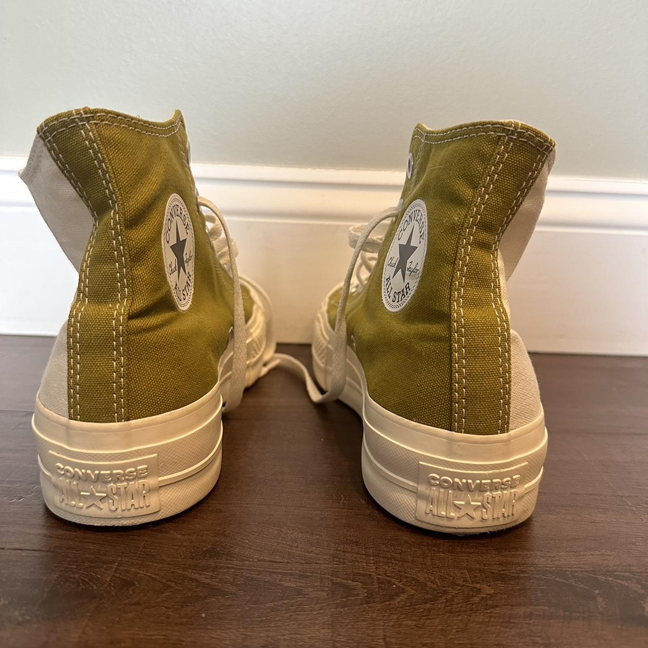 Custom converse High top Platform Outside is white... - Depop