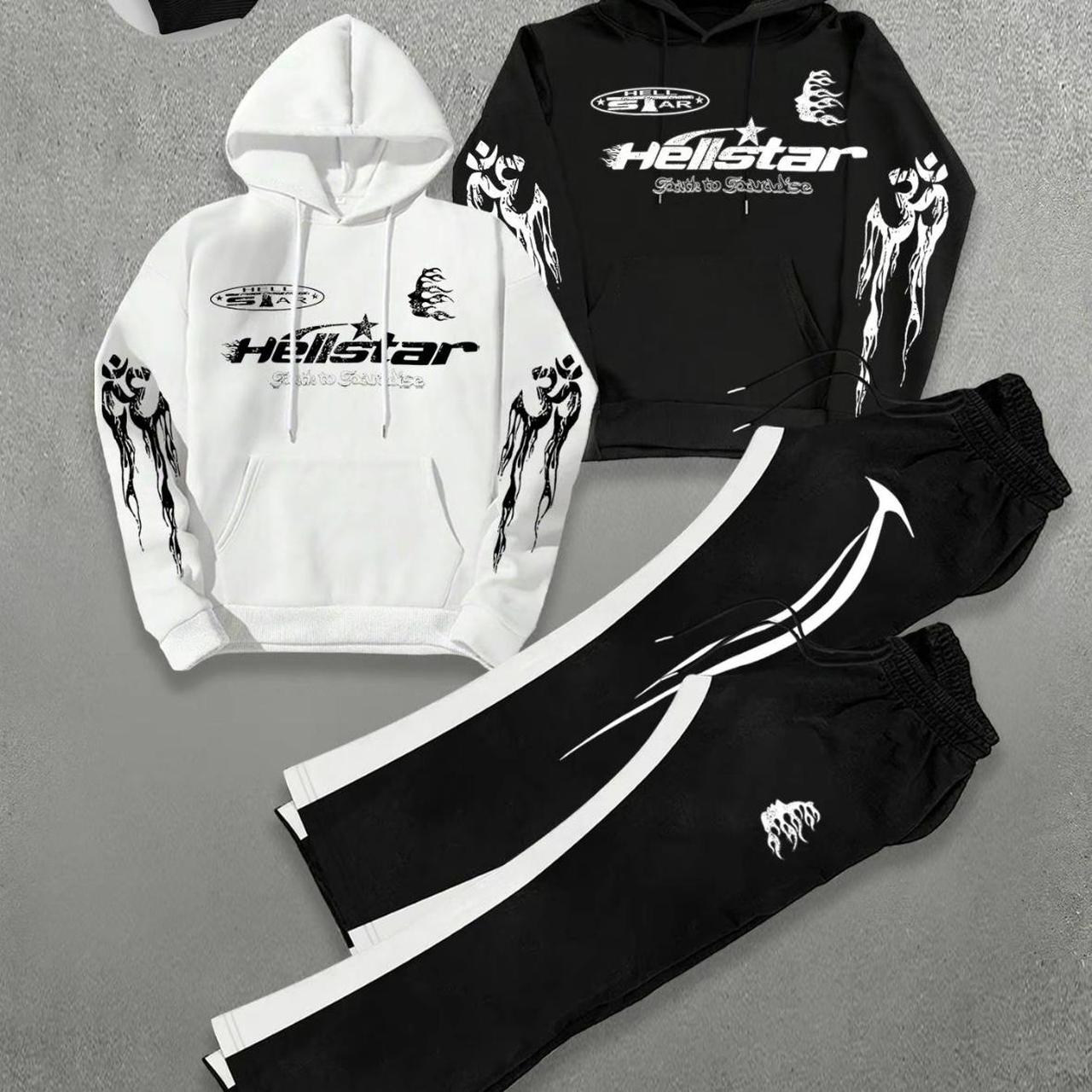 Men's Hellstar Letter Print Drop Shoulder Hoodie &... | Depop