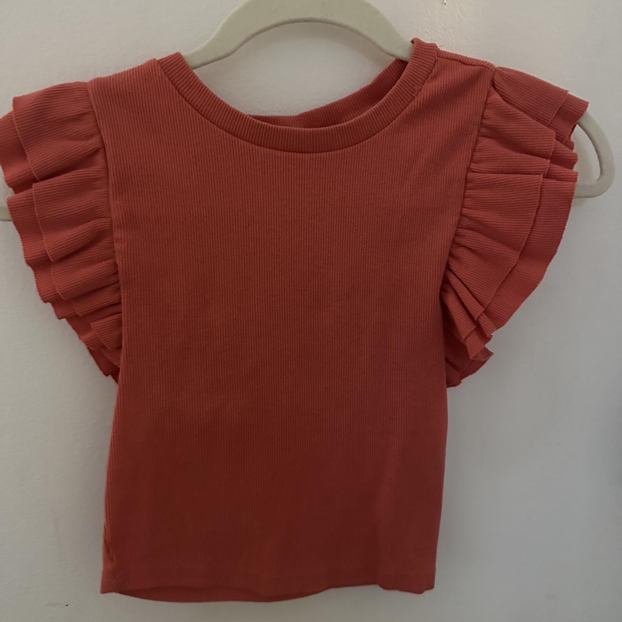Zara ruffle sleeve top - coral color - Depop