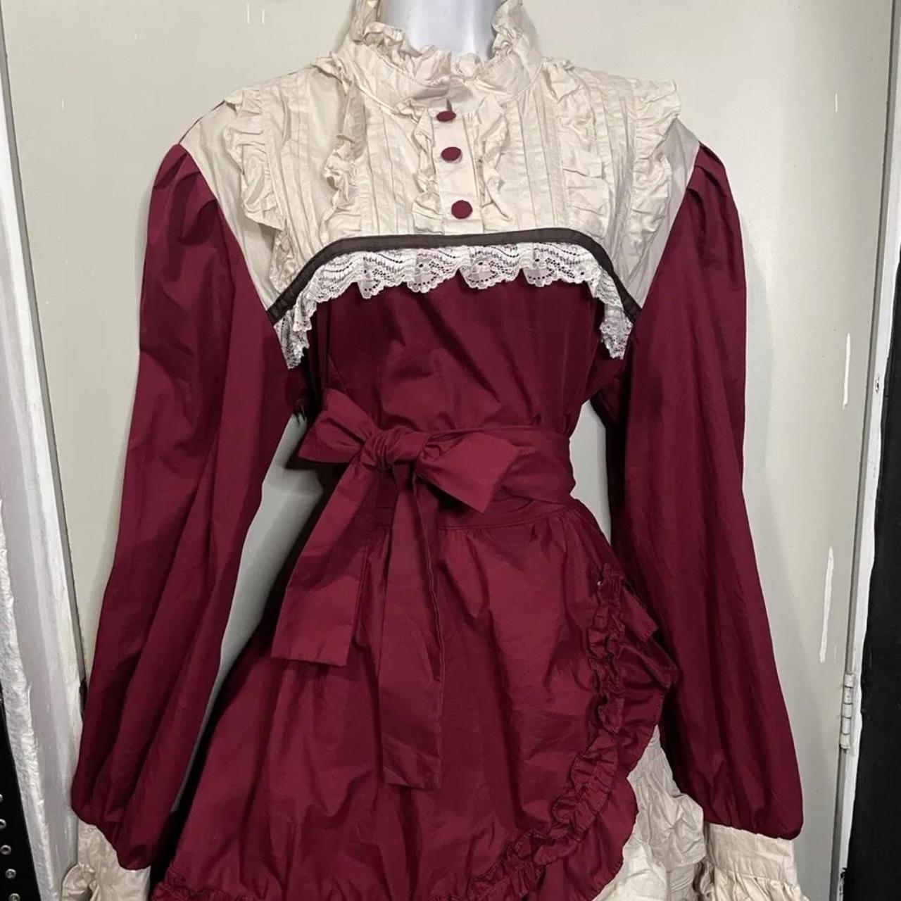Beautiful red wine cosplay lolita retro style... - Depop