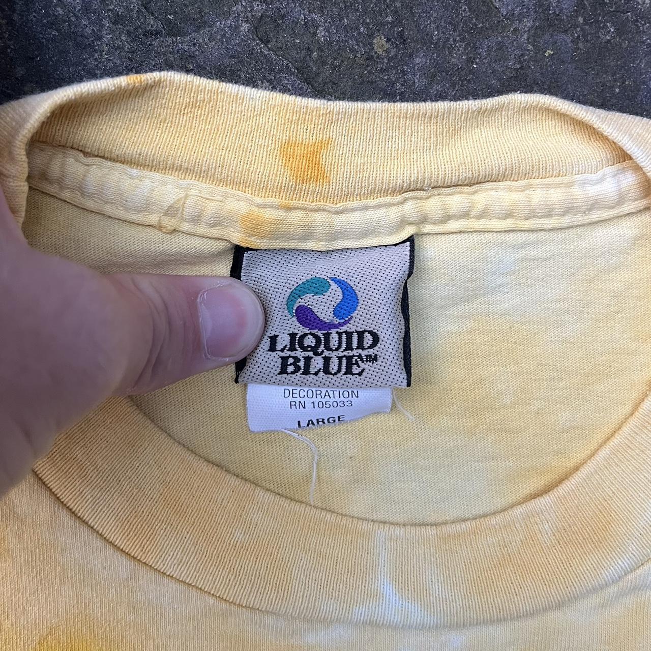 03’ single stitch liquid blue corn AOP.... - Depop