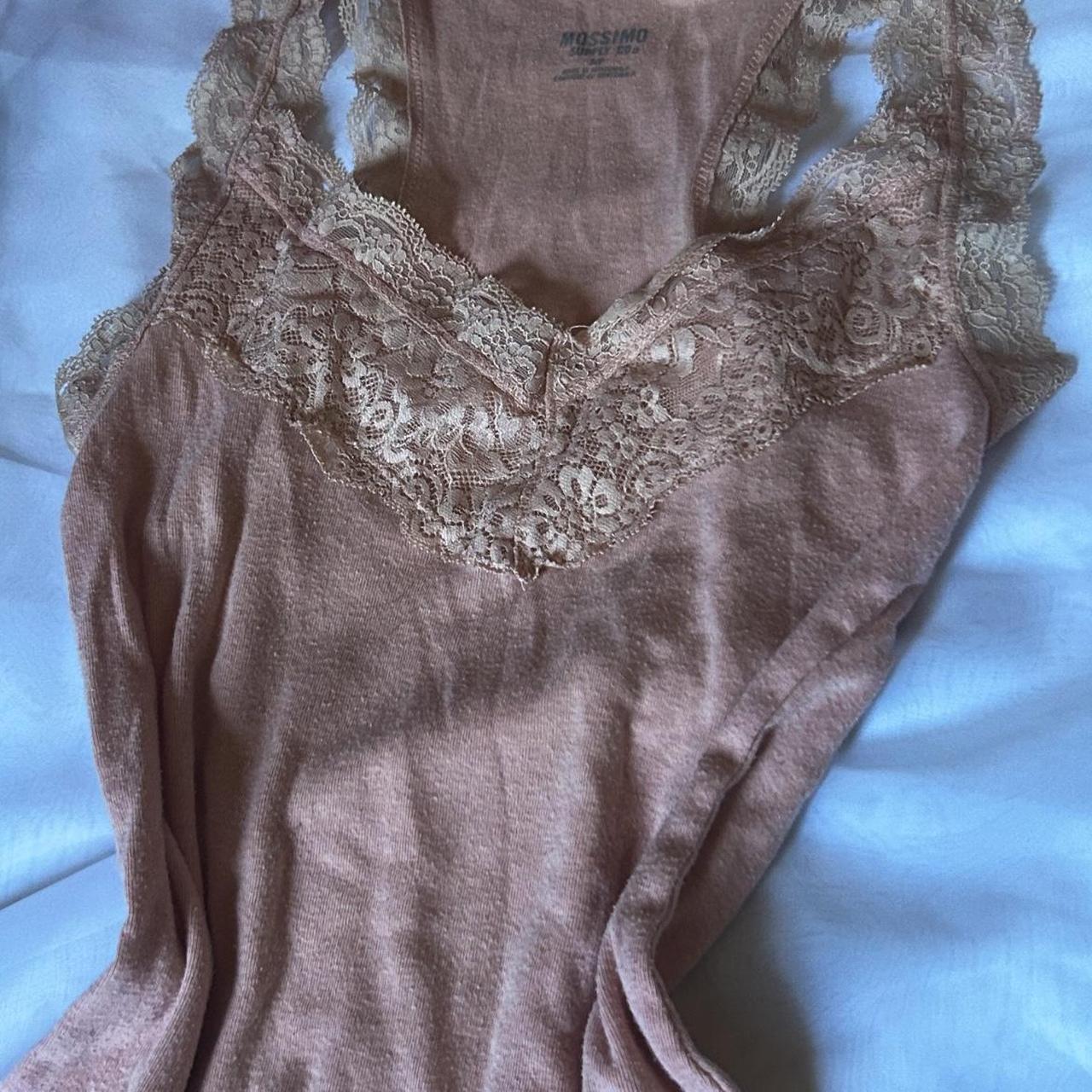 pink lace tank long enough to be worn as cute mini... - Depop