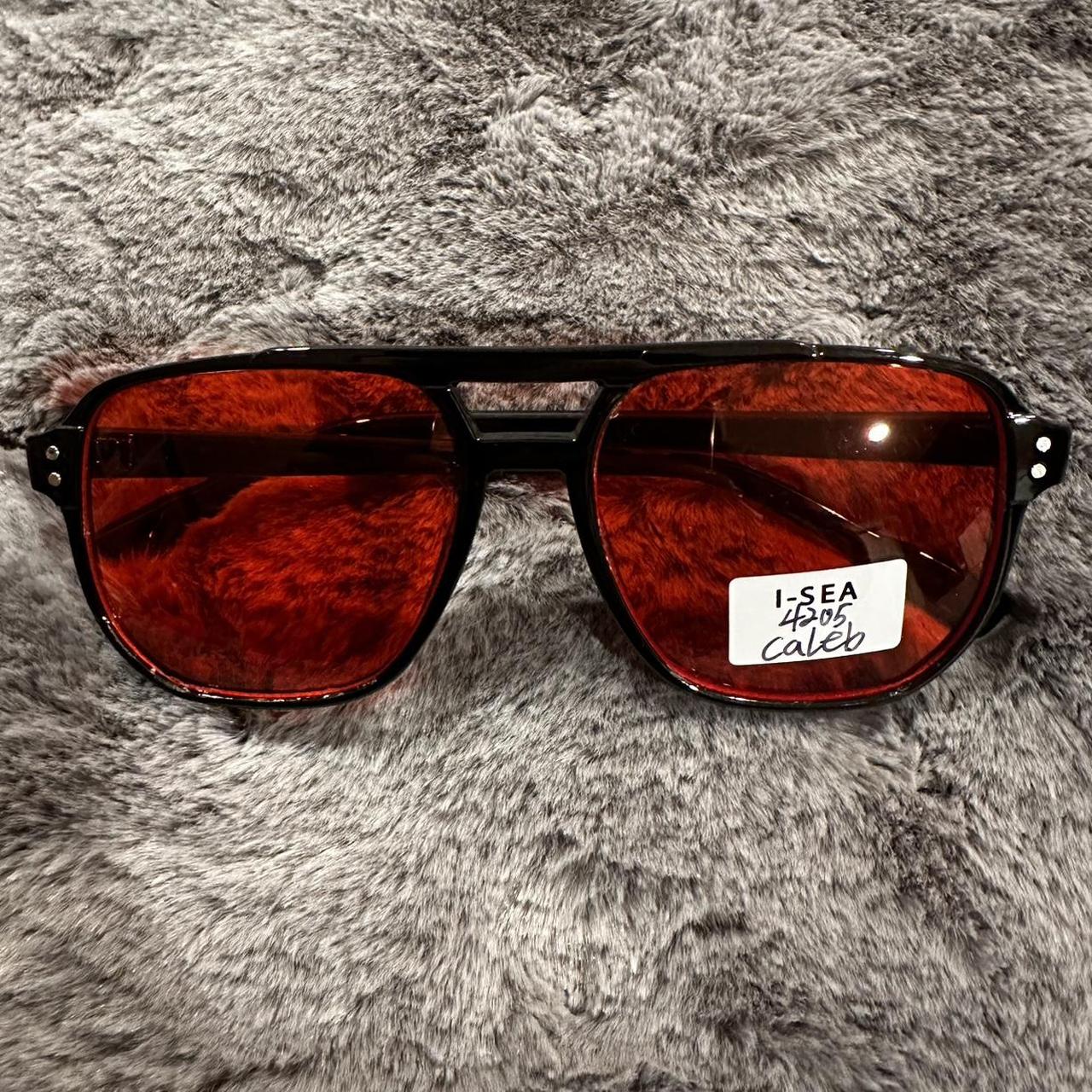 Unisex sunglasses/fashion glasses. Red lenses. Black... - Depop