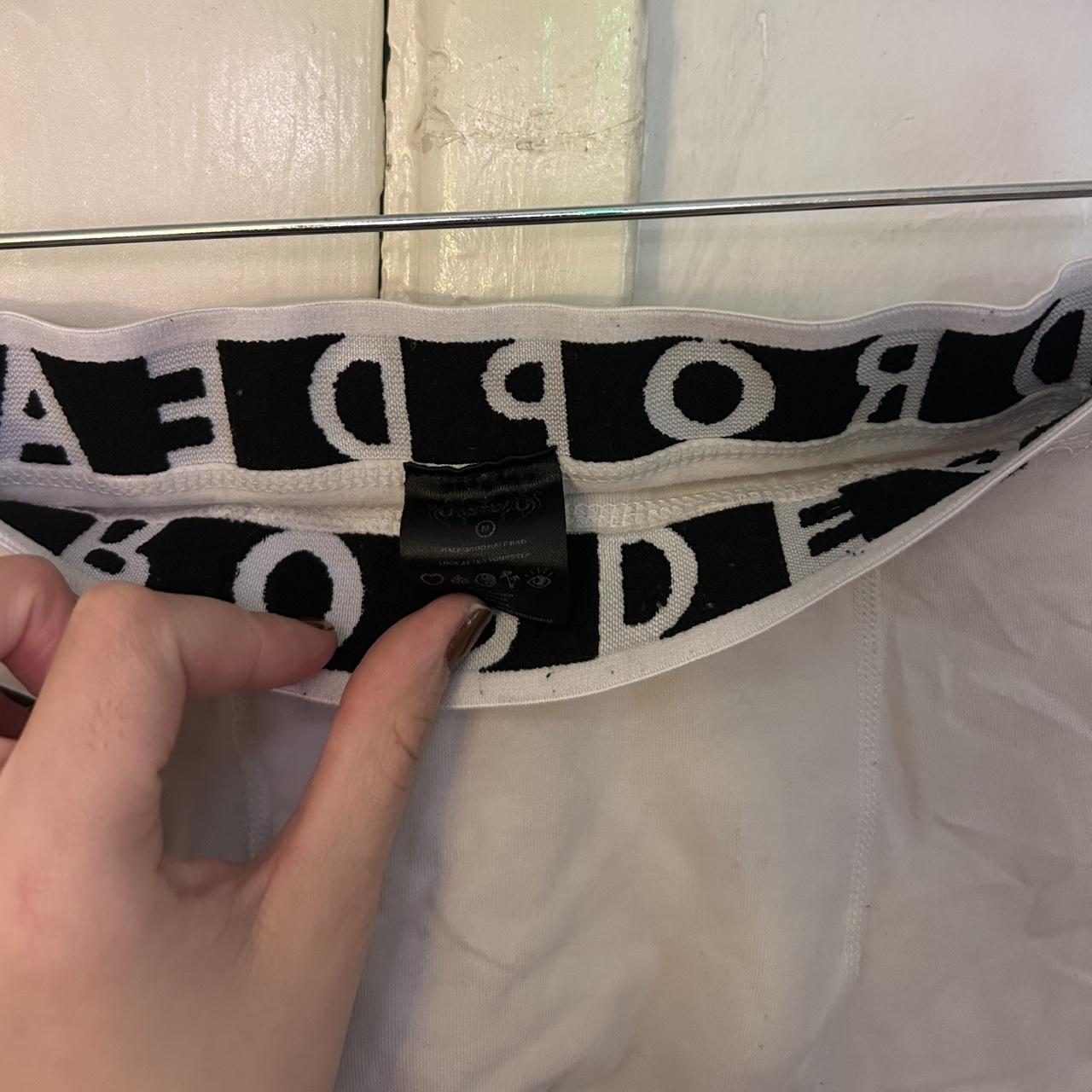 Y2K DROP DEAD Men’s white boxers - Marked size M,... - Depop