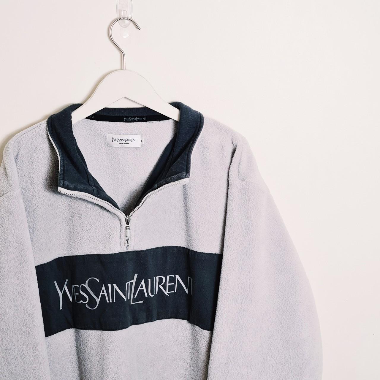 vintage grey YVES SAINT LAURENT fleece / YSL fleece.... - Depop
