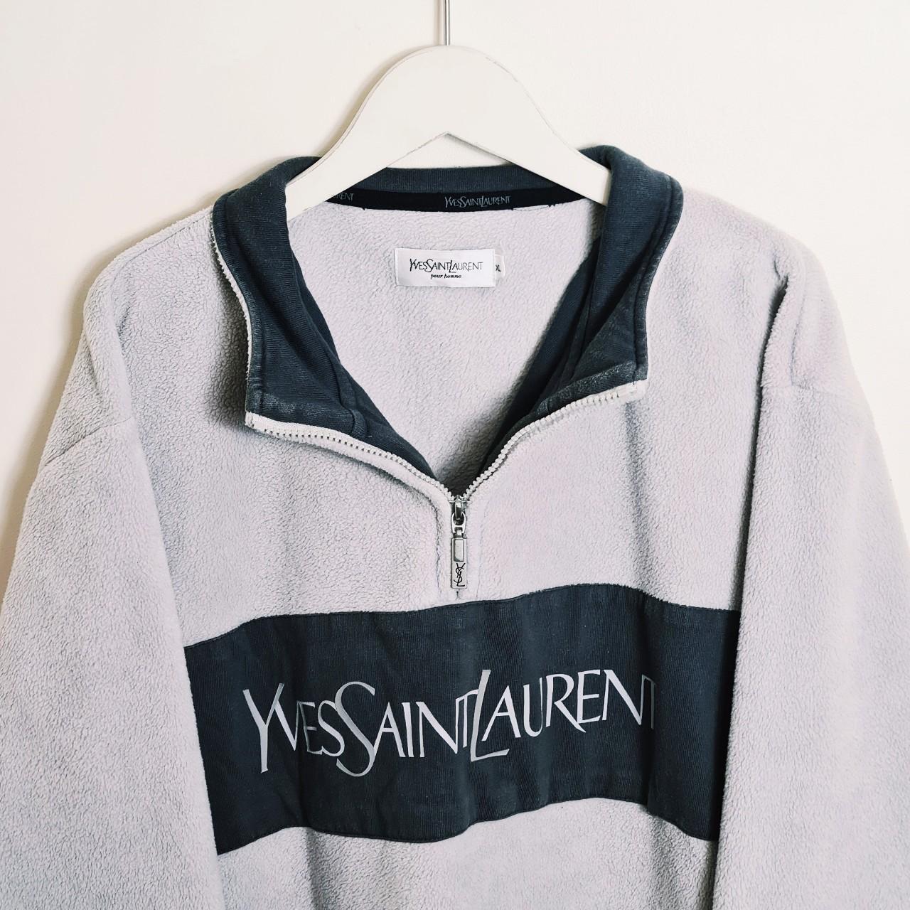 vintage grey YVES SAINT LAURENT fleece / YSL fleece.... - Depop