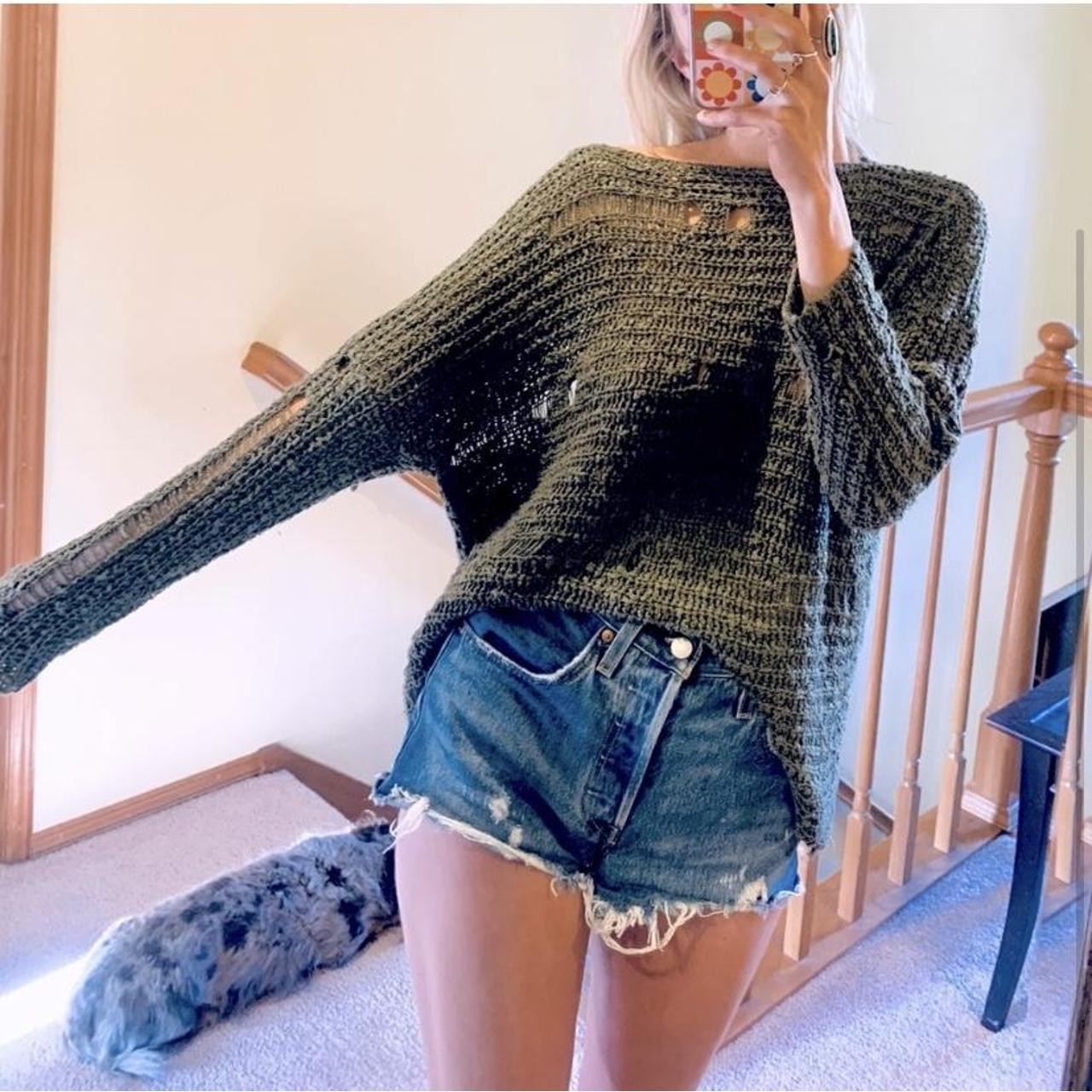 lF distressed oversized sweater . Lf has the... - Depop