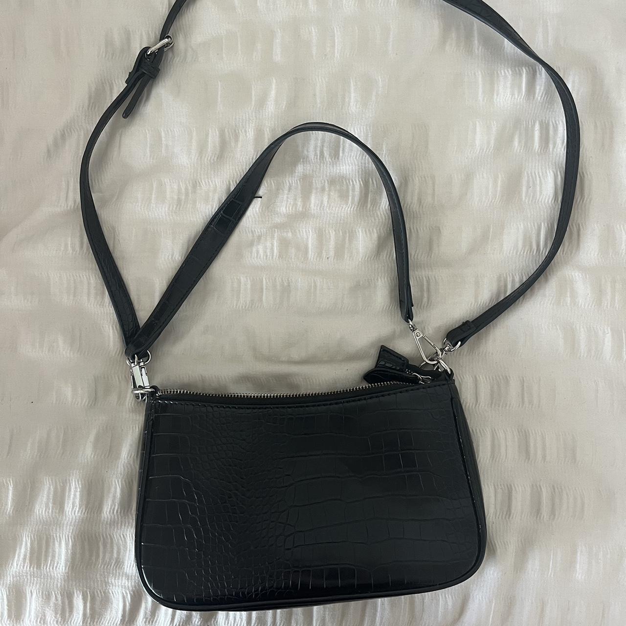 Glassons black faux snake skin shoulder/cross body... - Depop