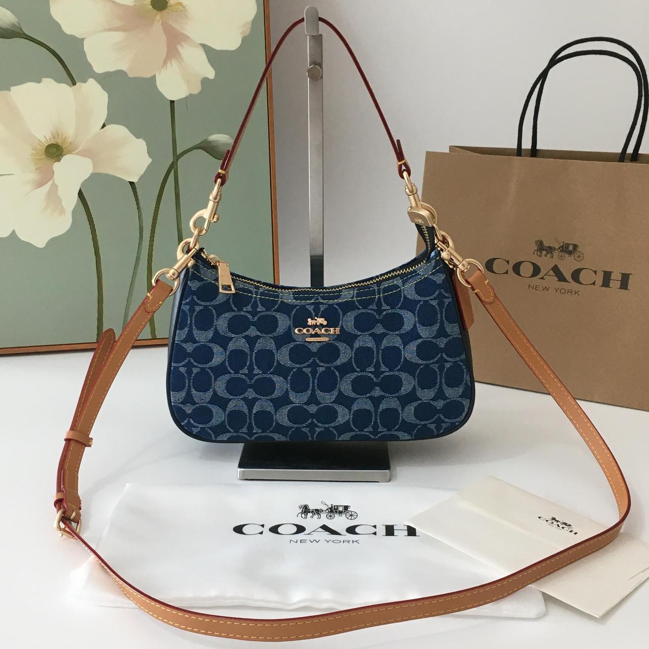 Coach Teri Classic Cherry Denim Shoulder Bag... | Depop