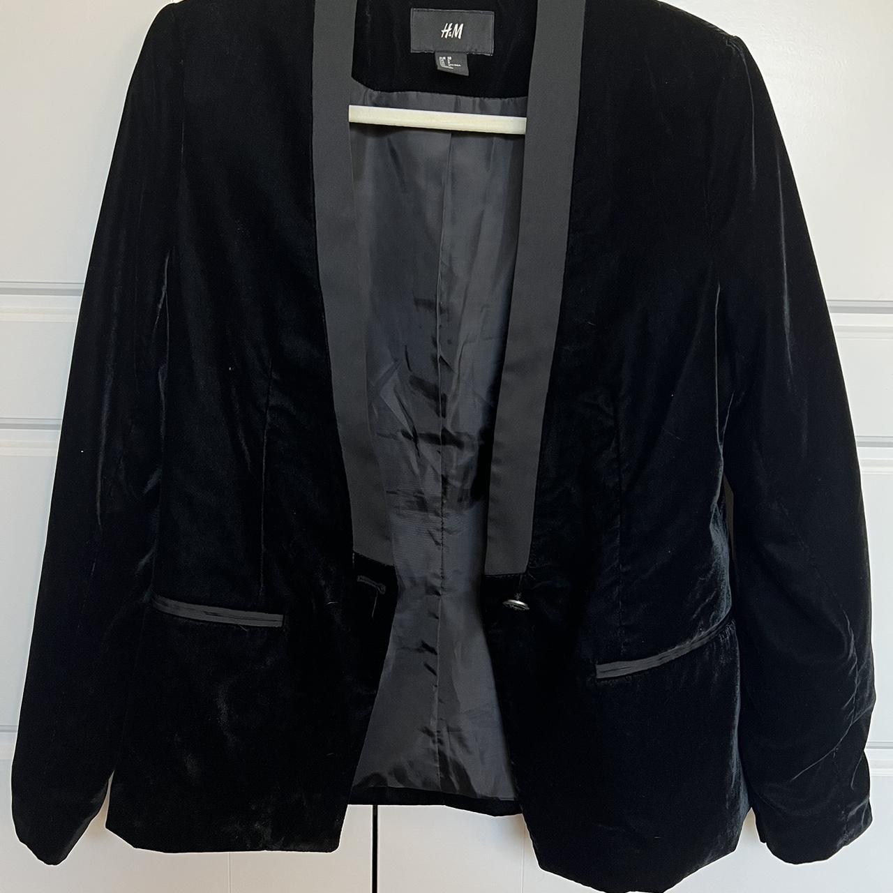 Black velvet blazer. - Depop