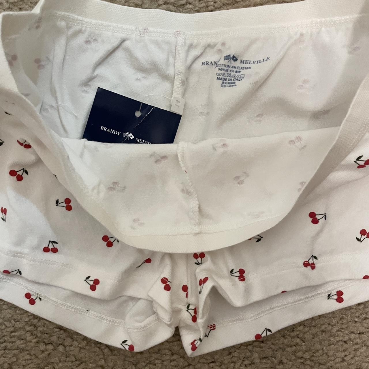 brandy melville cherry boy sleep boxer pajama shorts... - Depop