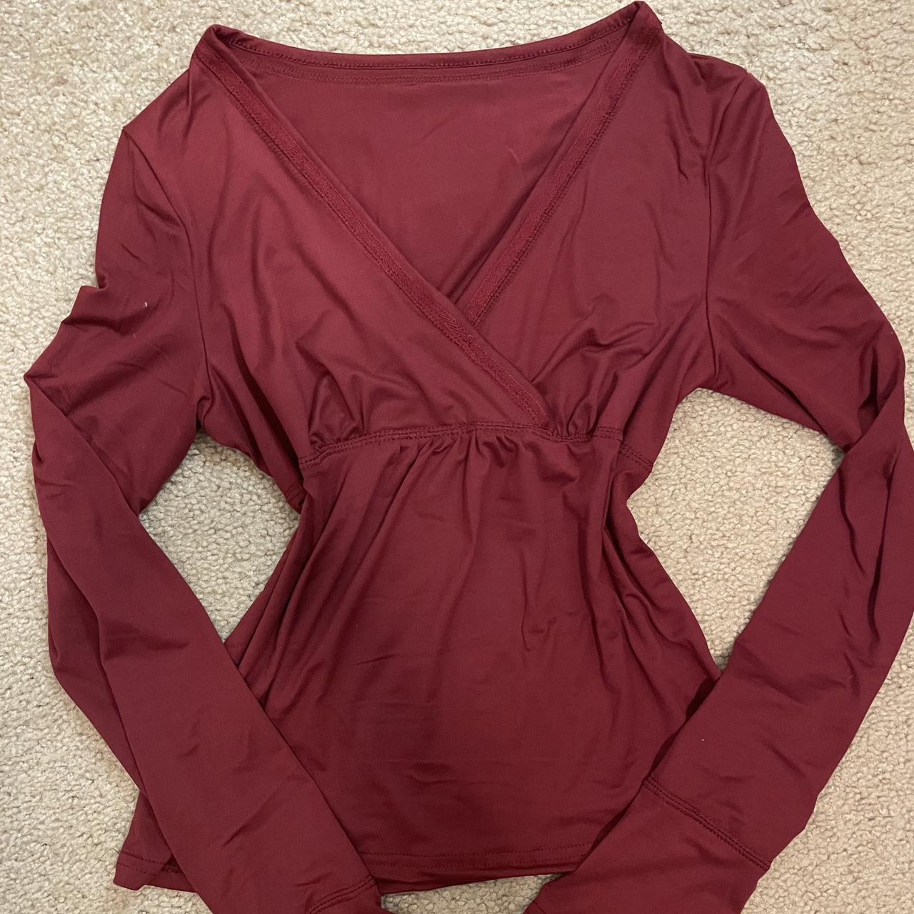 abercrombie and hollister babydoll dupe red burgundy... - Depop