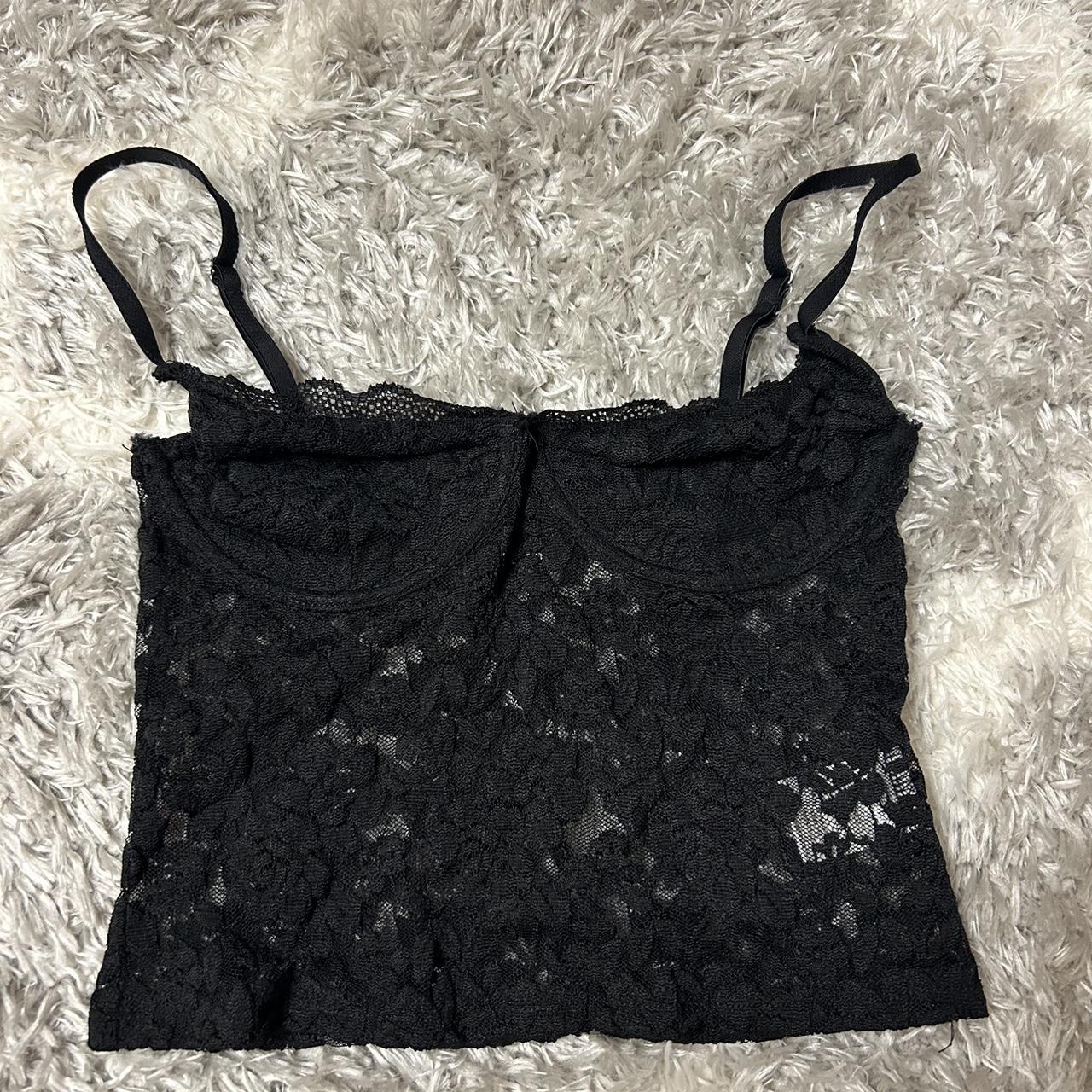 black lace White Fox tank top, size XS, only worn... - Depop