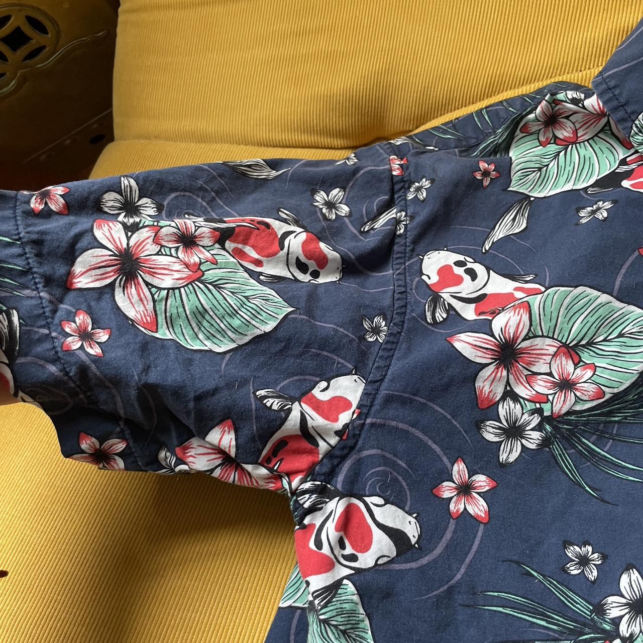 Tropical koi button up, size small but pretty baggy.... - Depop