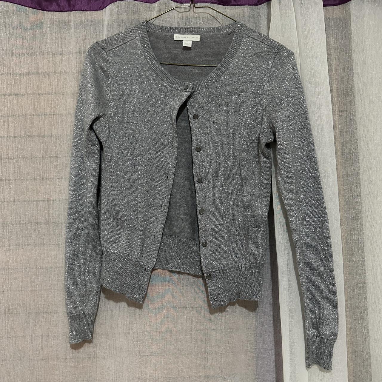 New York & Company Women's Silver Cardigan | Depop