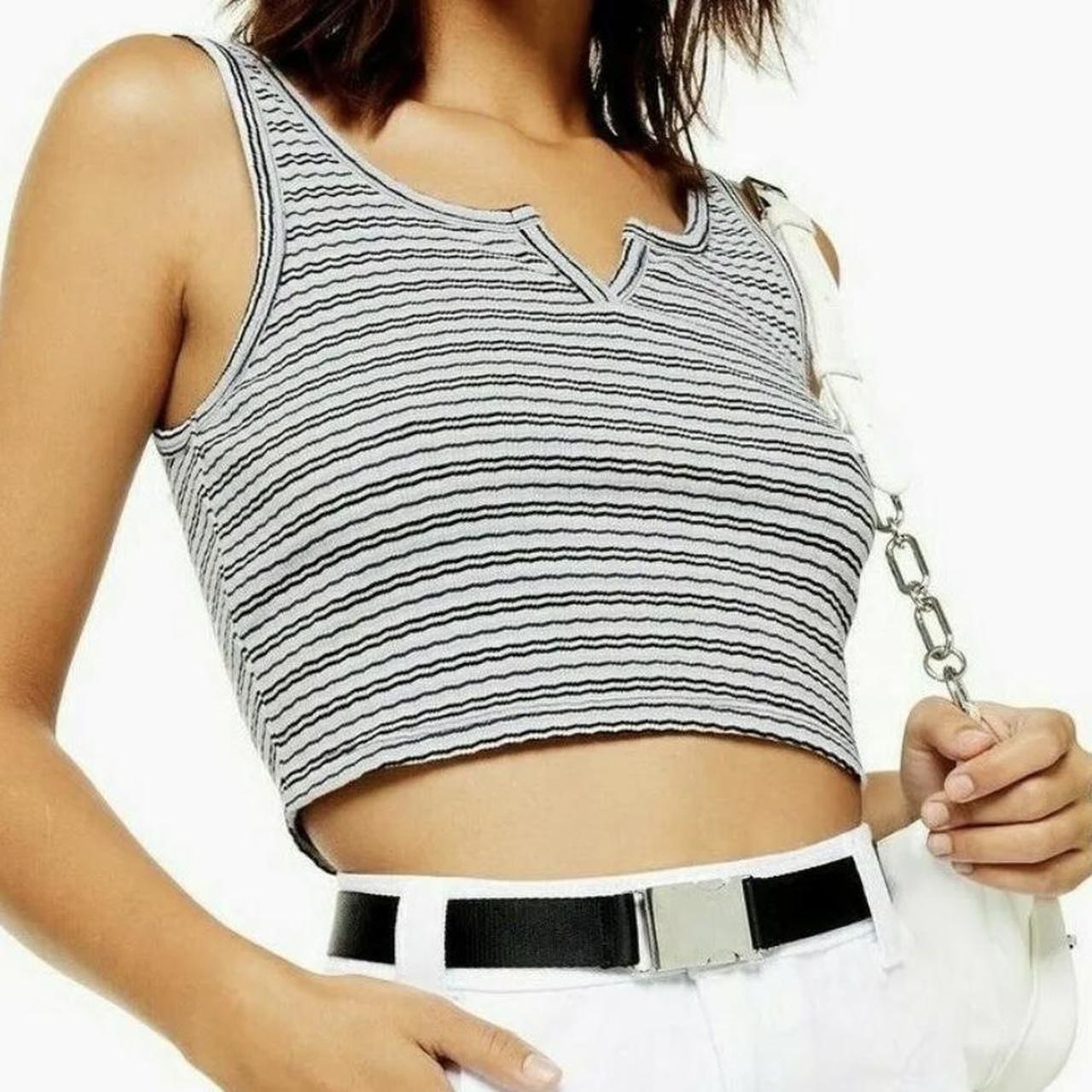 Striped top shop cropped tank top! Cute basic top - Depop
