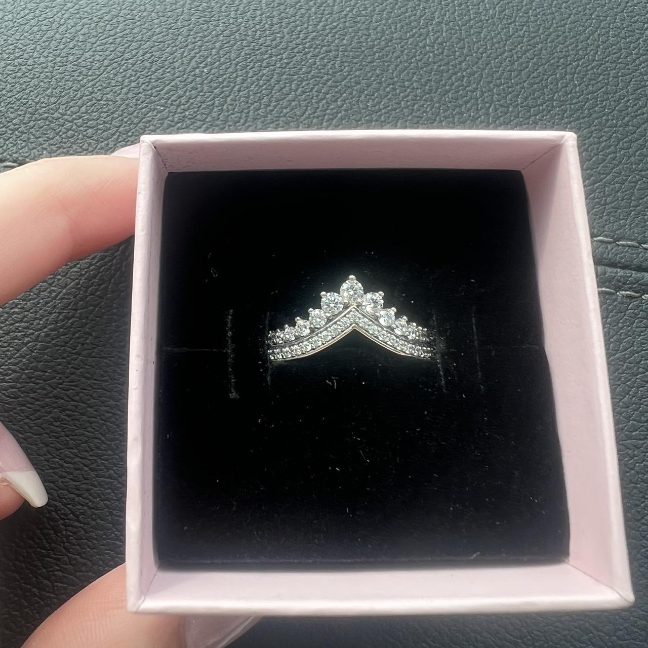 Pandora Princess Wishbone Ring-Sterling Silver Size 9 - Depop