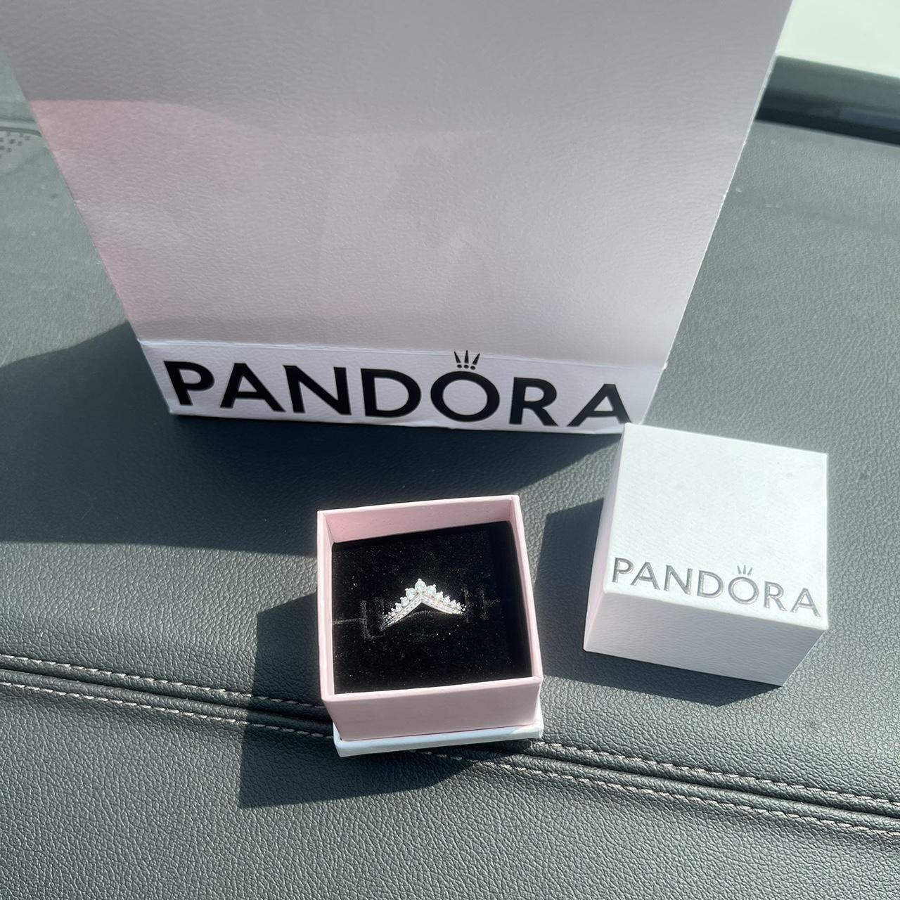 Pandora Princess Wishbone Ring-Sterling Silver Size 9 - Depop