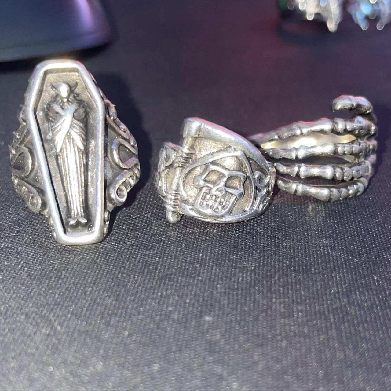 random ring combo stainless steel never worn coffin... - Depop