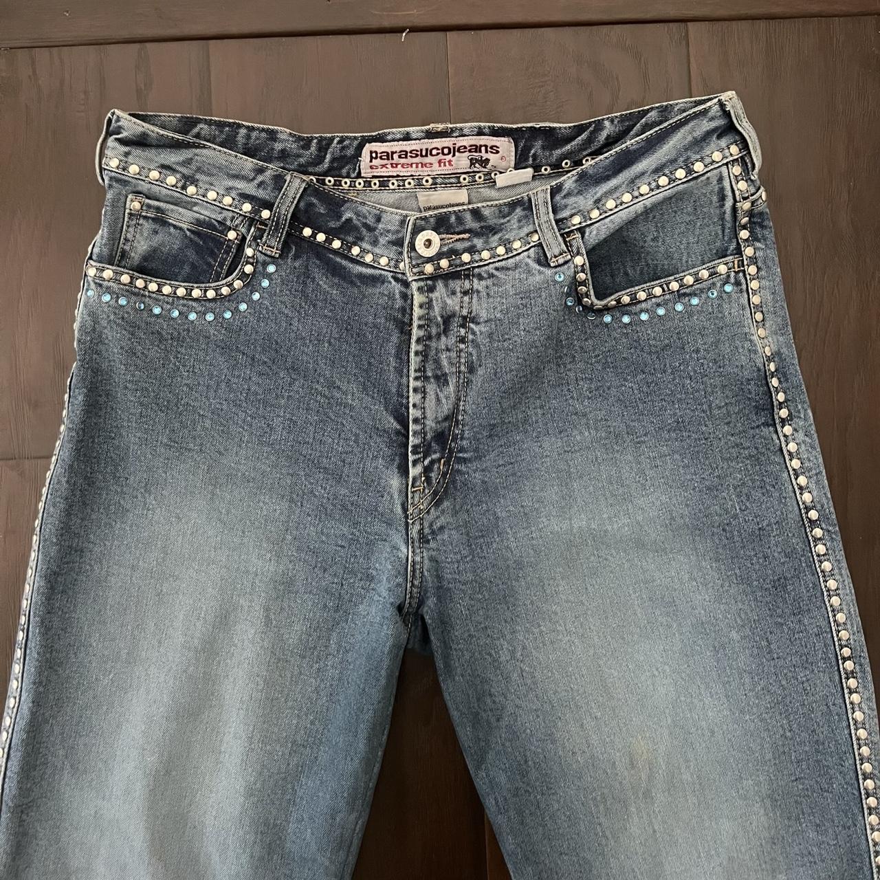 Parasuco Women's Blue and Silver Jeans | Depop