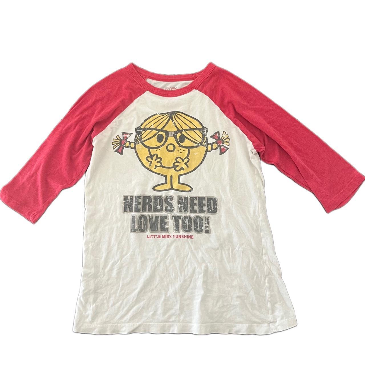 y2k little miss graphic raglan baby tee “Nerds need... - Depop