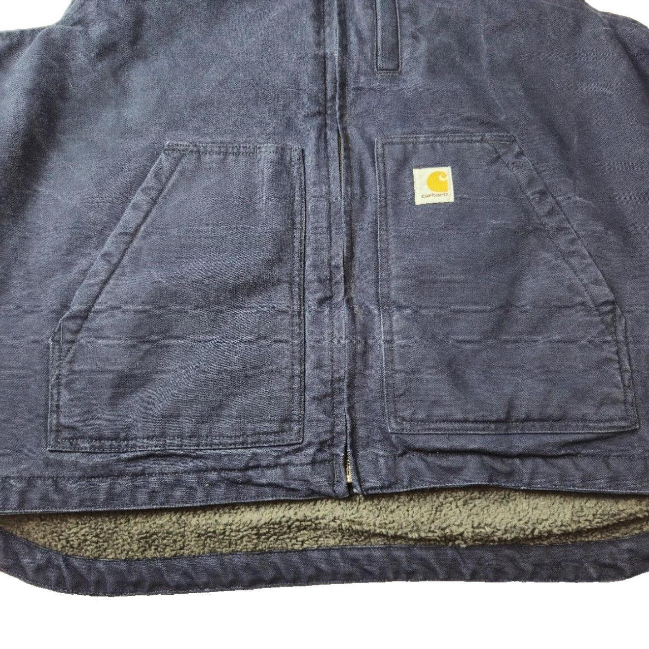Carhartt Blue Duck Canvas Sherpa Lined Company Vest... - Depop