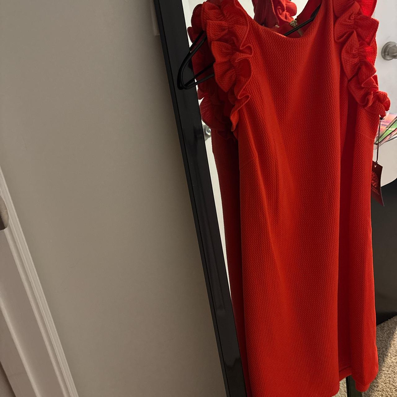 Red ruffle sleeve dress #reddress #ruffles | Depop