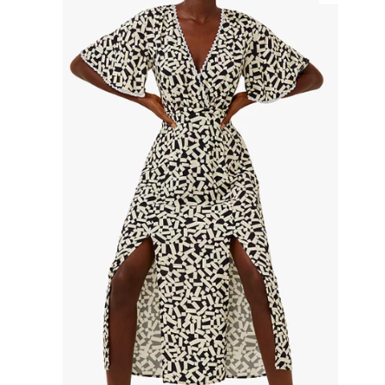 French Connection Helena Rick Rack Navy and Cream... - Depop