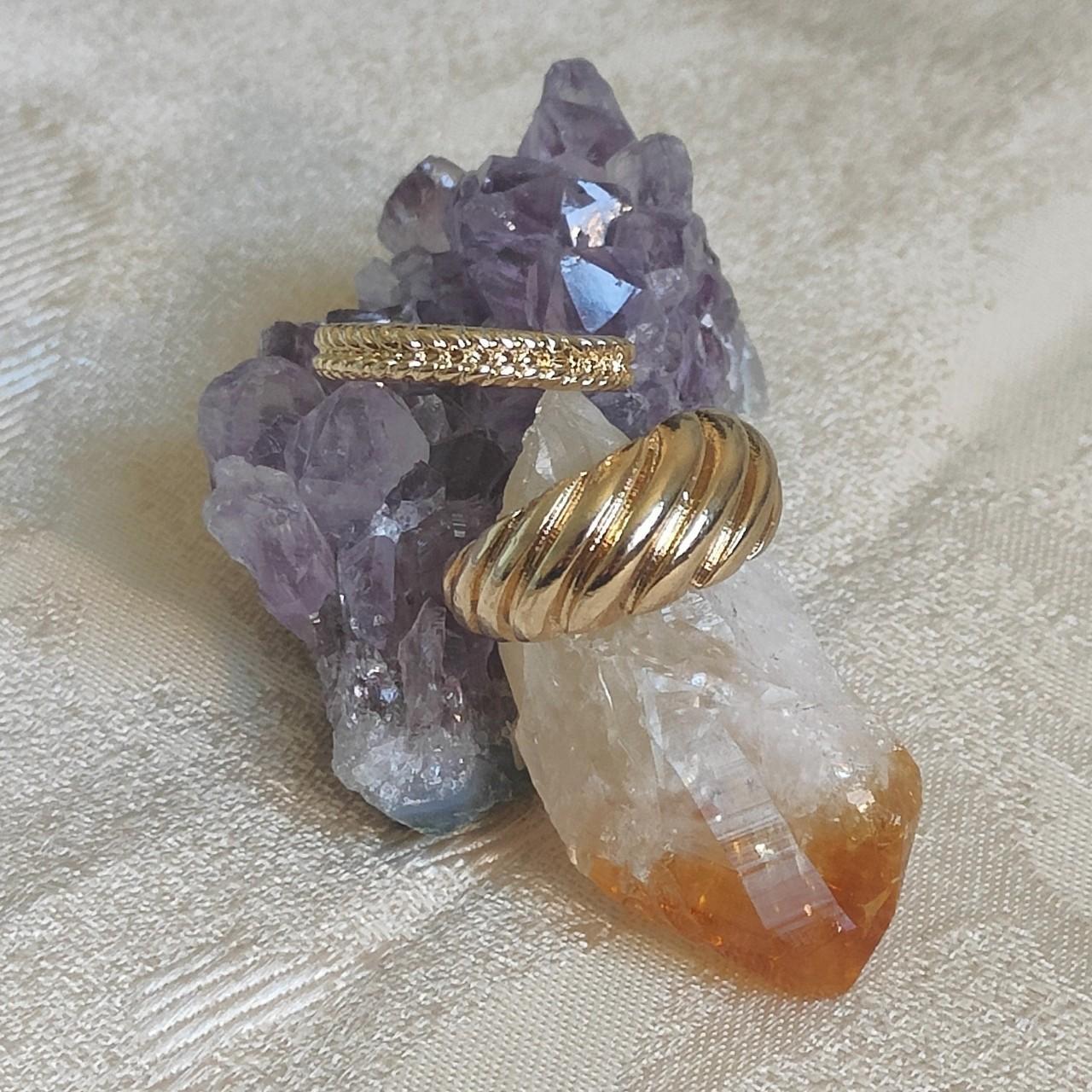 Gorgeous Y2K croissant dome ring set. Gold... - Depop