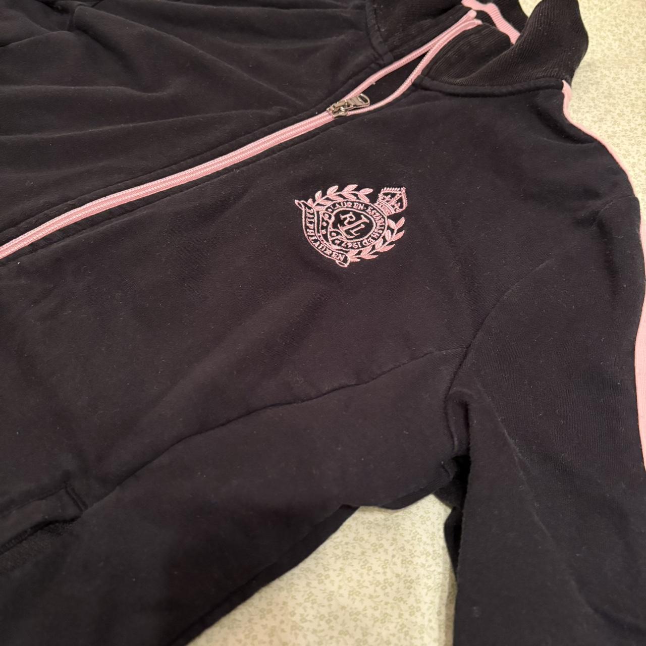 Black and pink Ralph Lauren y2k tracksuit top - Depop