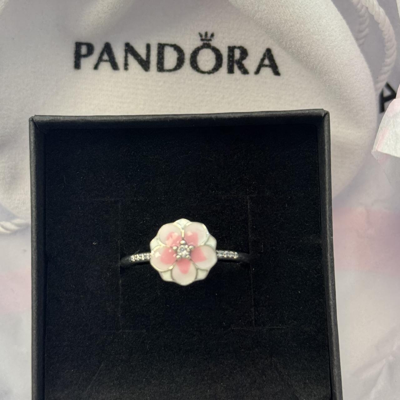 Pandora Daisy Ring, Pink Ring, Sterling Silver Ring... | Depop