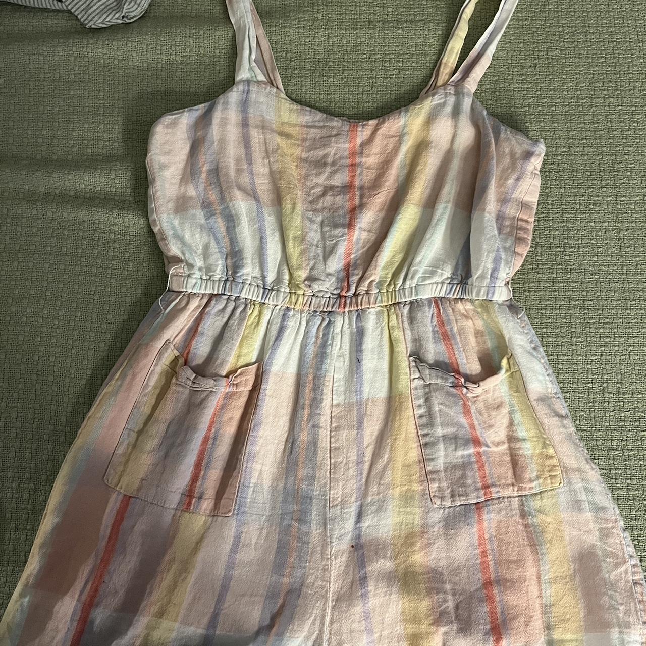 Pastel Gingham Shortalls!!! Super Cute Linen Size M - Depop