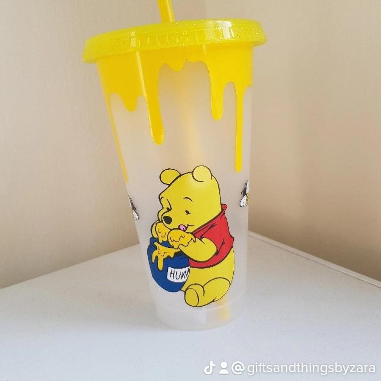 710ml yellow lid and straw winnie the pooh cold cup... - Depop