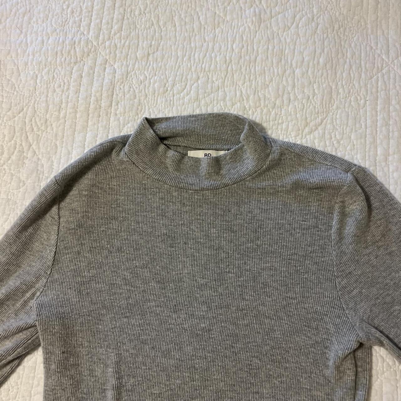 Grey ribbed sweater with collared neck line from... - Depop