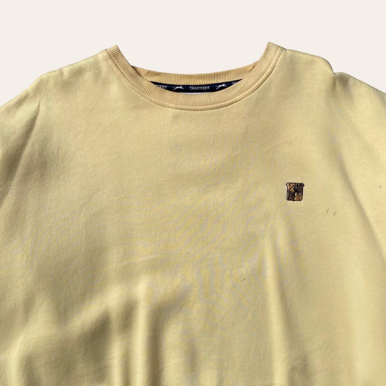 Vintage 90s Slazenger Logo Embroidery Yellow Cream... - Depop