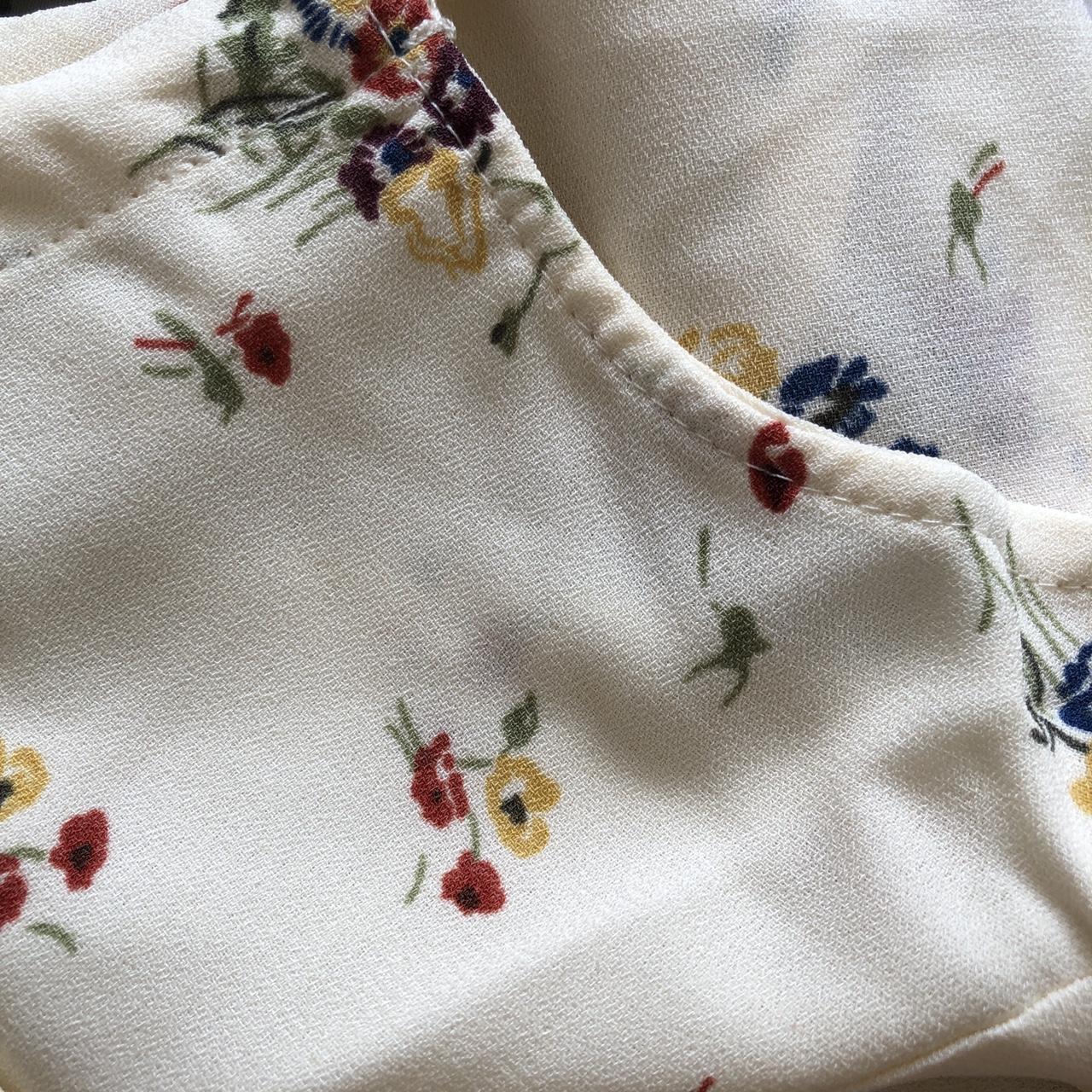 Cream/light yellow floral cami tie front top, size... - Depop