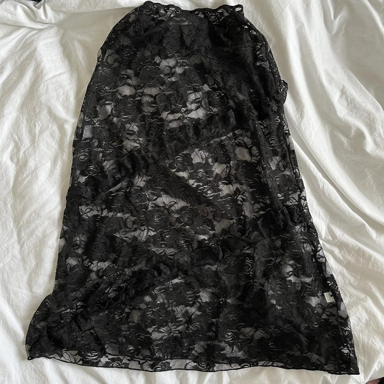 Black lace sheer maxi skirt, size s Best for size... - Depop