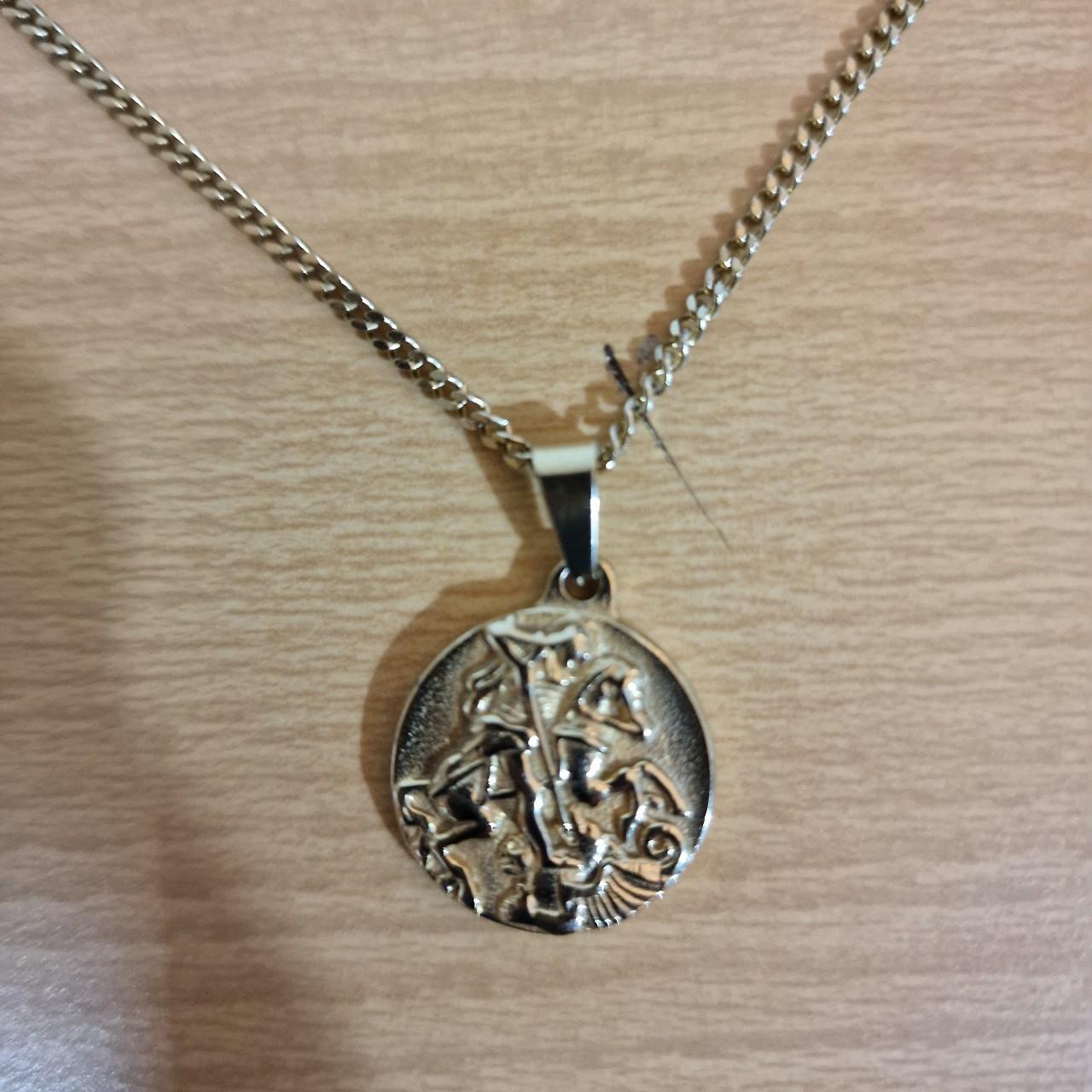Craftd necklace and St Christopher pendant. 60cm. - Depop