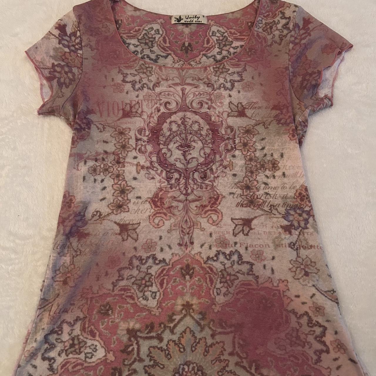 super cute pink t-shirt brand: Unity World Wear... | Depop