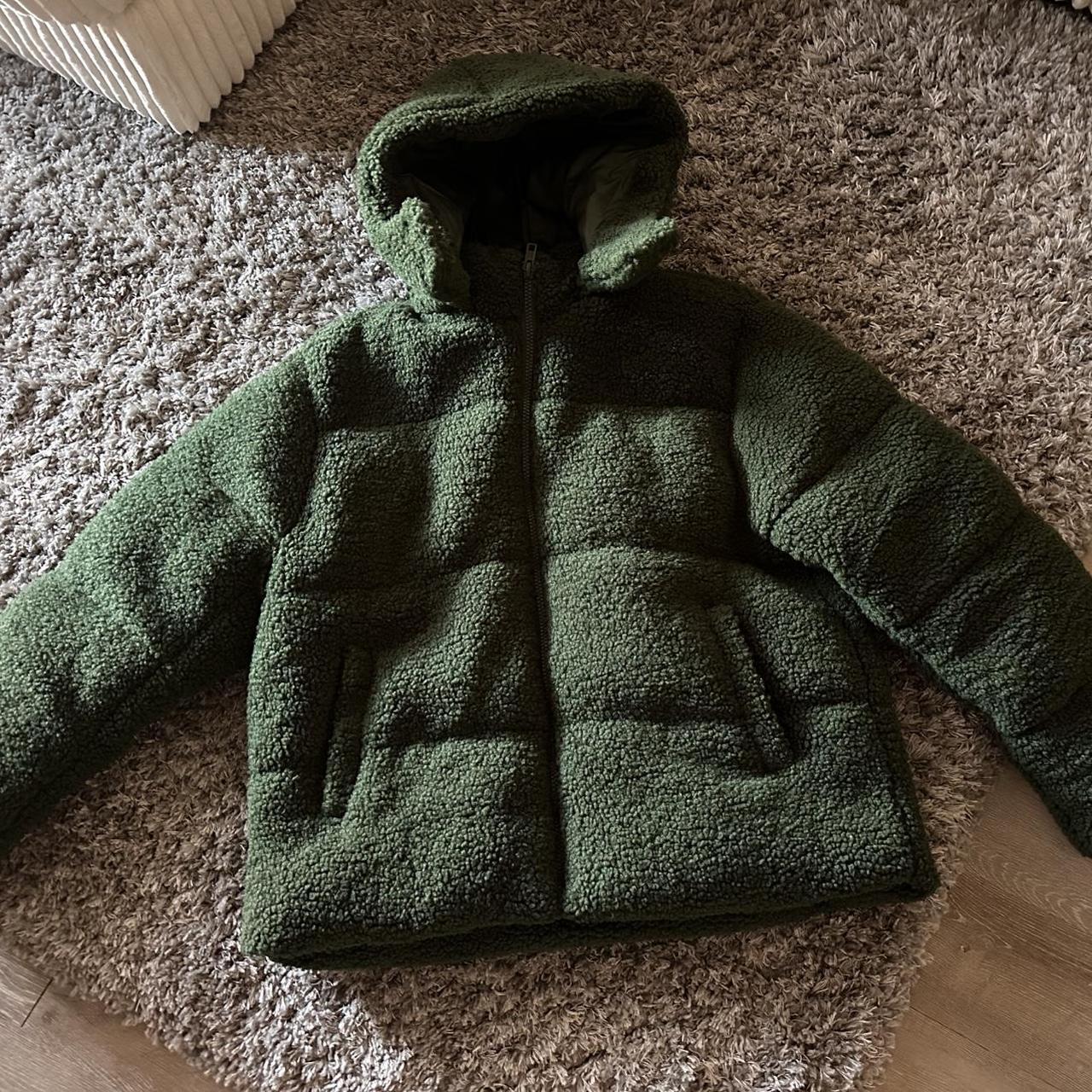 ASOS Design borg puffer jacket with removable hood.... - Depop