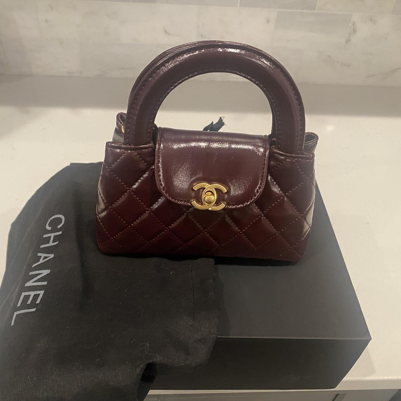 Chanel mini Kelly bag in burgundy leather comes with... | Depop