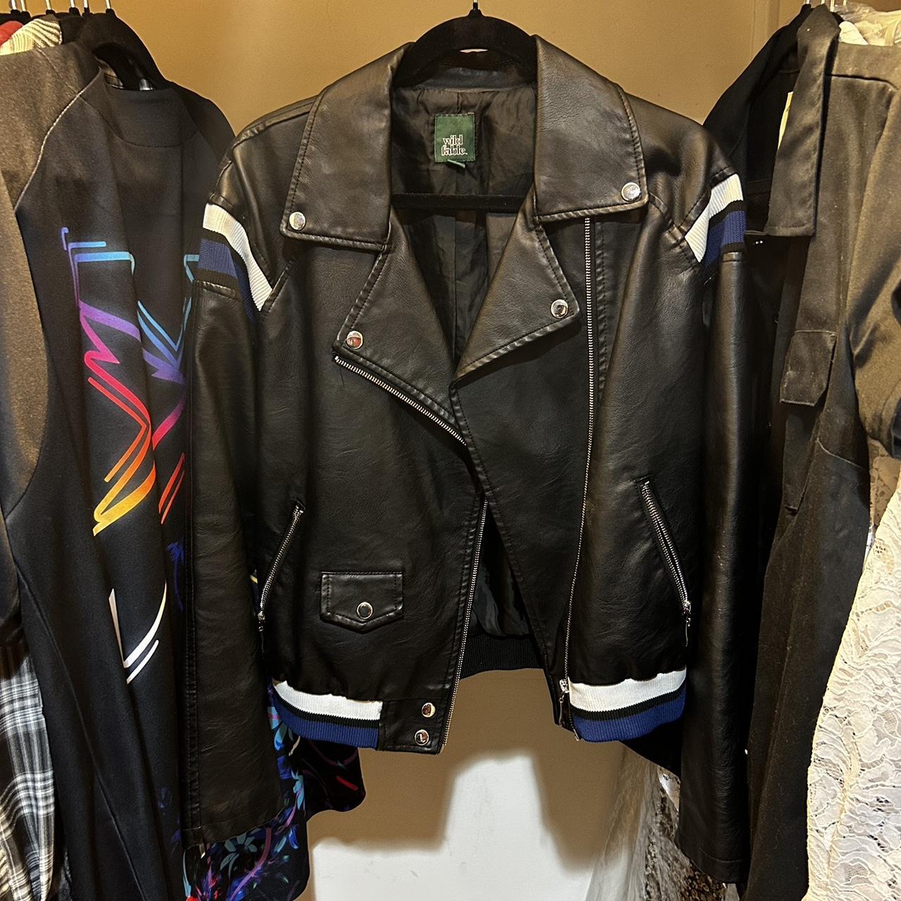Wild fable Faux leather moto jacket •well loved... - Depop